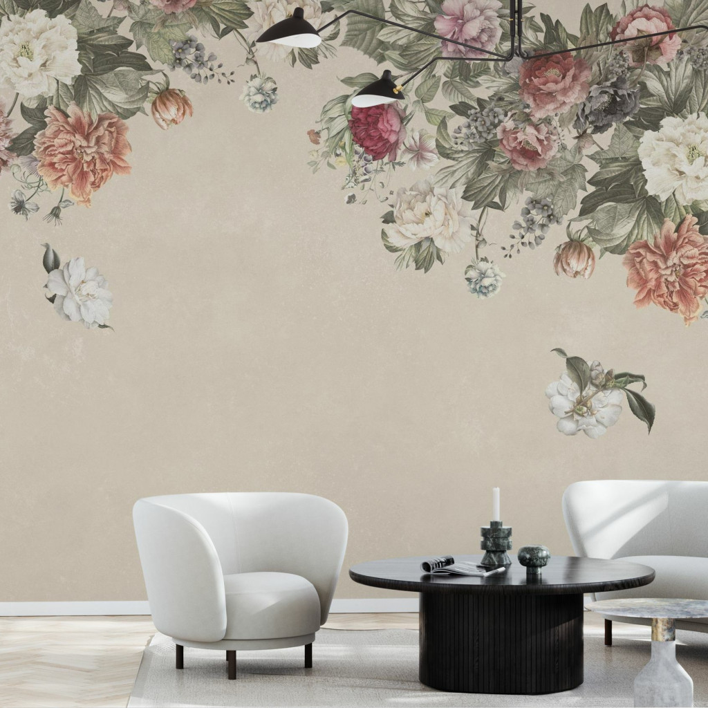 Fototapet Vintage Flower Wall - Beige | Decor Interior | XTDeco.ro