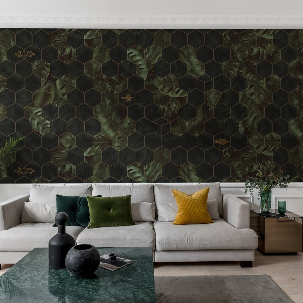 Foto tapet 3D Hexagon Leaves, Rebel Walls