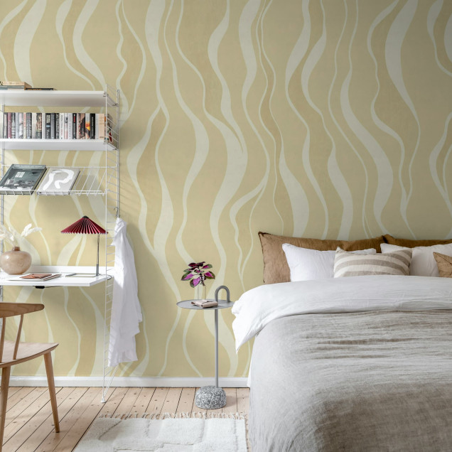 Tapet Linii Delicate Galben - Design Interior Modern | XTDeco.ro