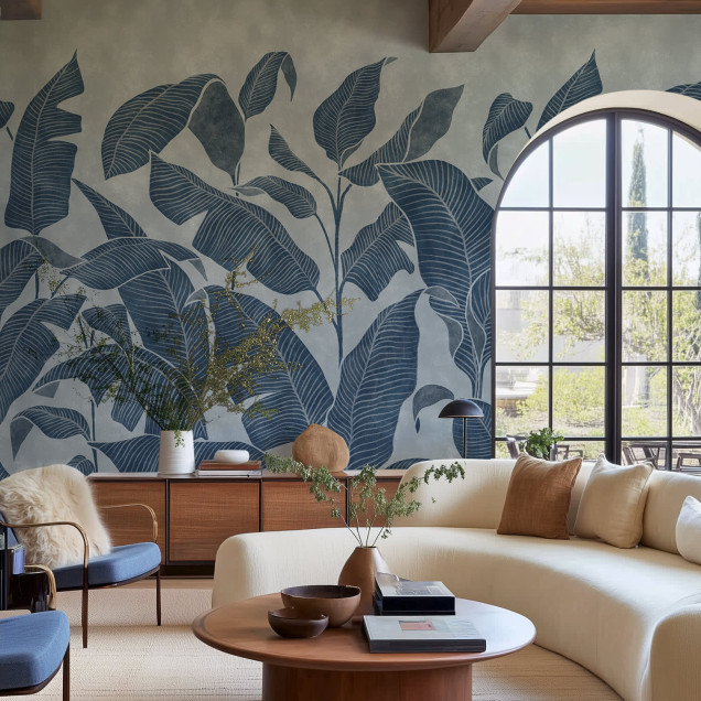 Tapet Tropical Breeze Albastru - Decor Tropical Elegant | XTDeco.ro