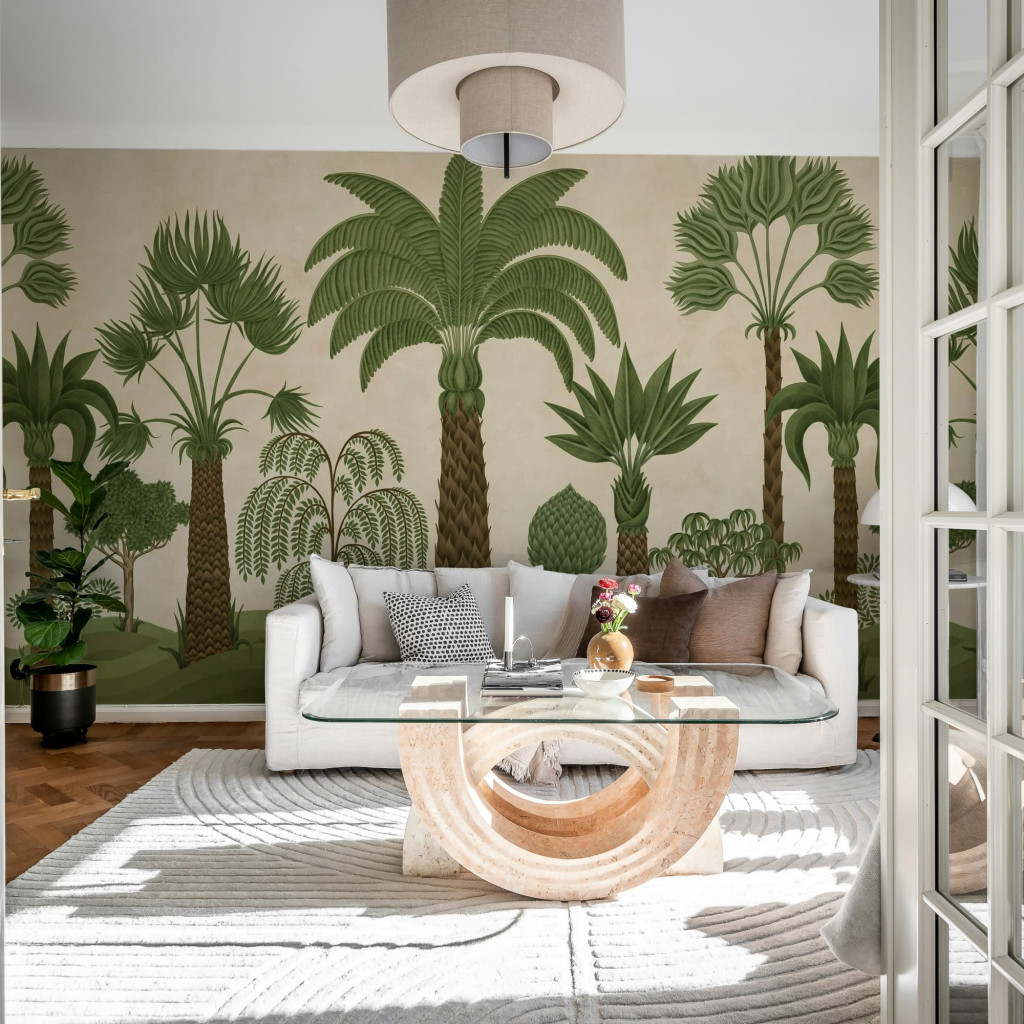 Tapet Botanical Bliss, Bej - Motive botanice pentru un decor tropical ...