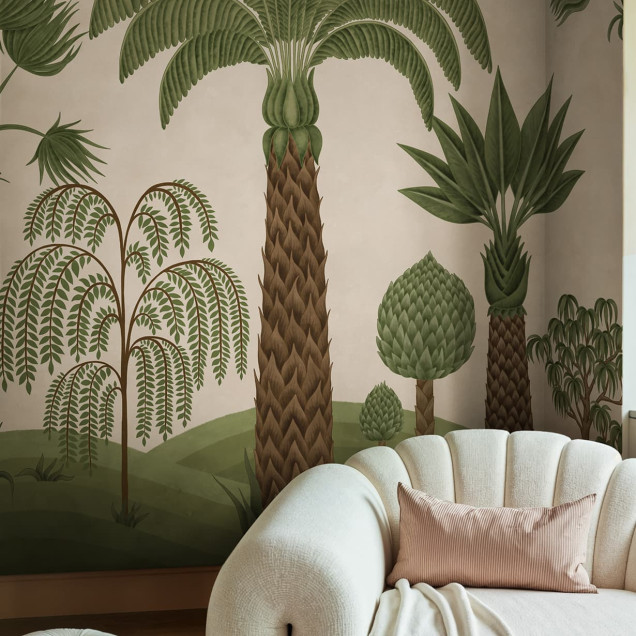 Tapet Botanical Bliss, Bej - Motive botanice pentru un decor tropical ...