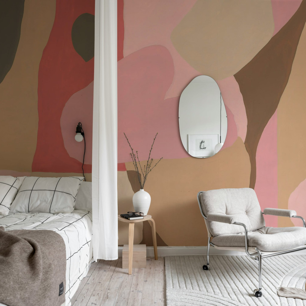 Tapet abstract roz și maro - Design modern | XTDeco.ro