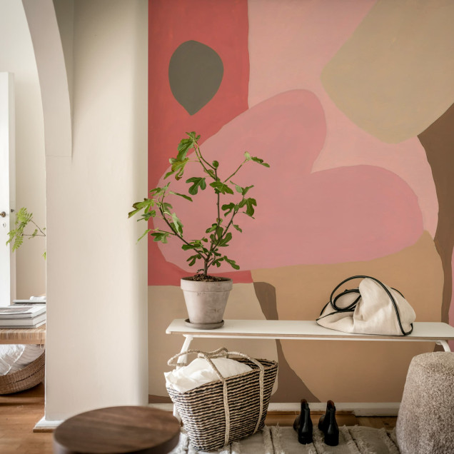 Tapet abstract roz și maro - Design modern | XTDeco.ro