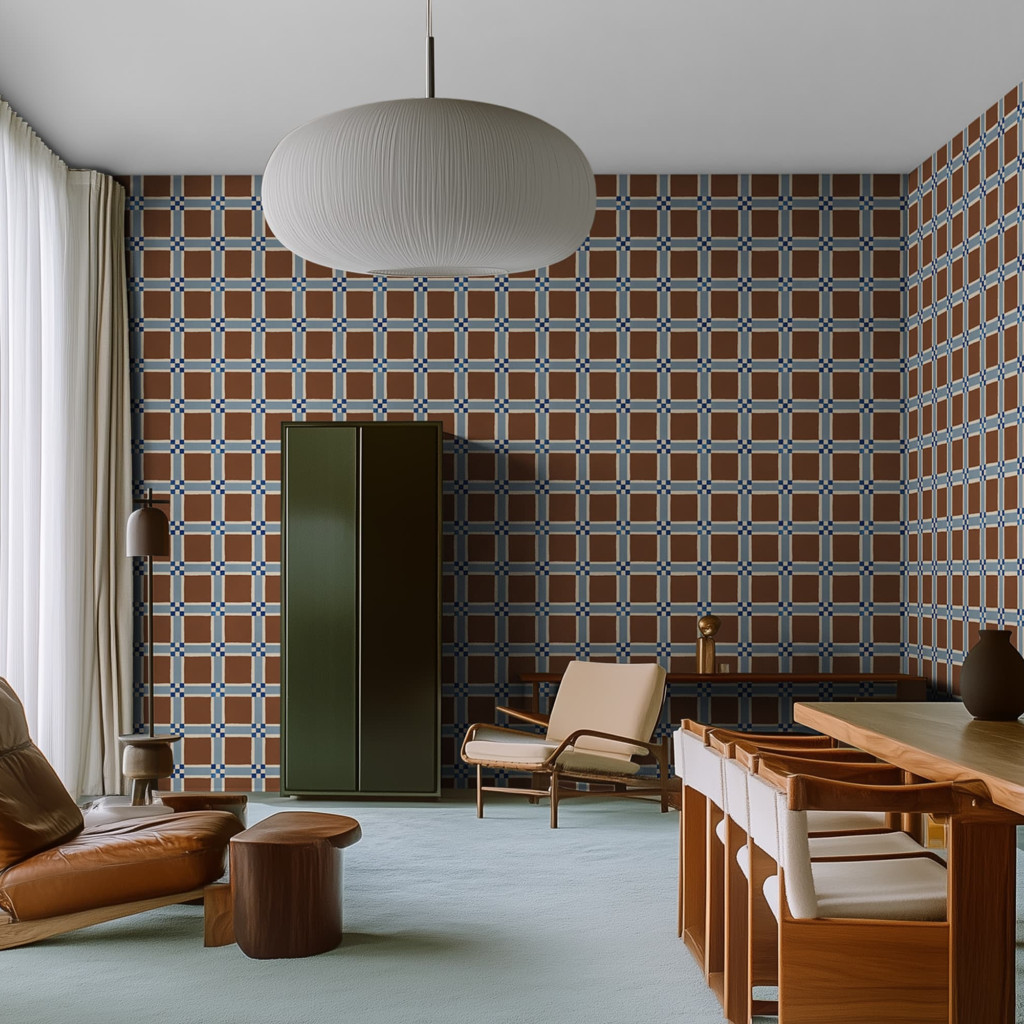 Tapet geometric maro - Eleganță retro pentru casa ta | XTDeco.ro
