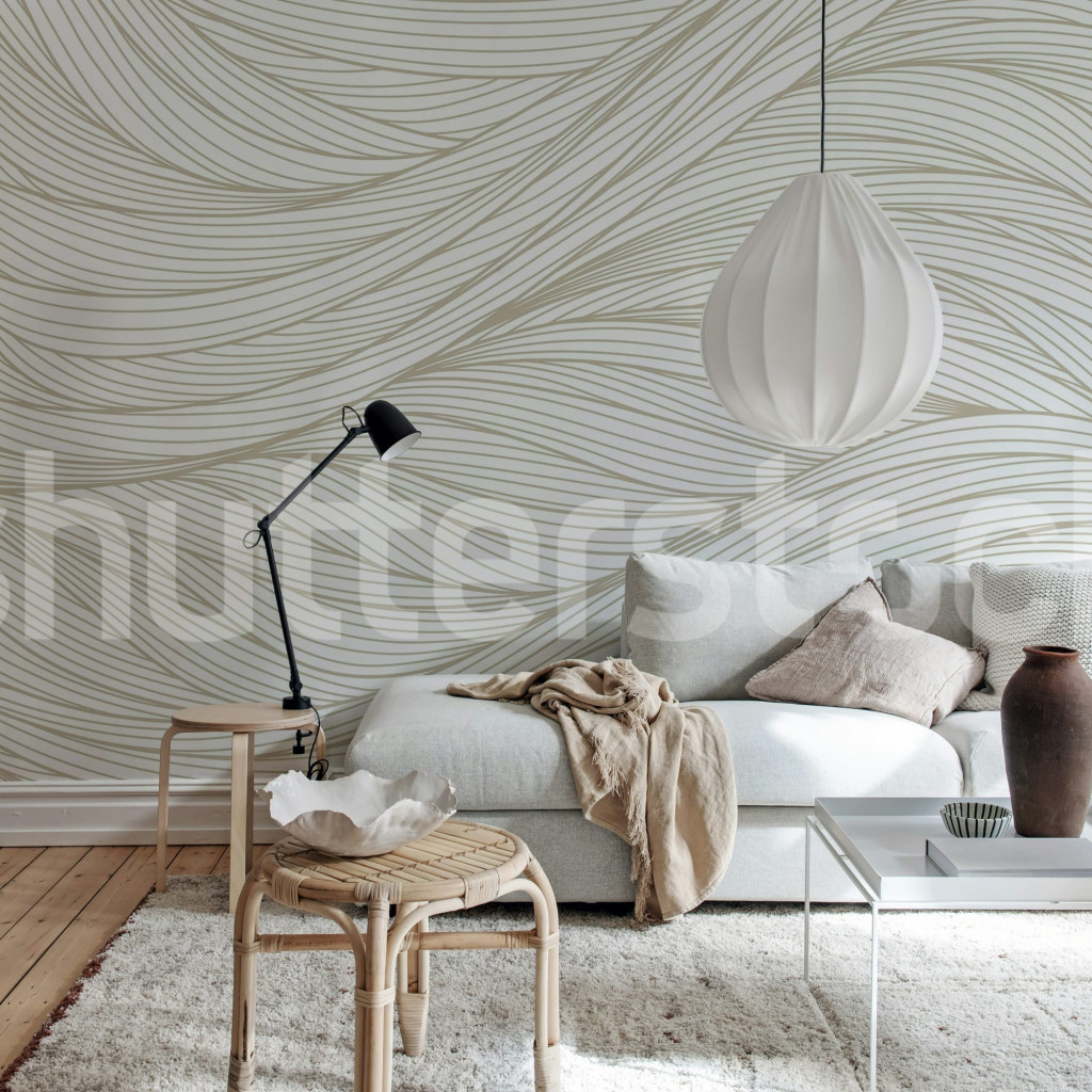 Tapet Flow Lines, Beige - Design Interior Rafinat | XTDeco.ro
