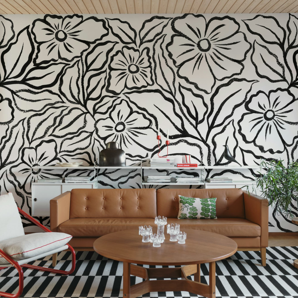 Tapet Floral Negru - Design Modern și Artistic | XTDeco.ro