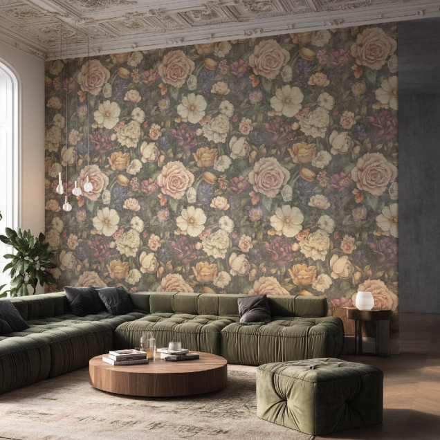 Botanical Requiem - Fototapet floral vintage personalizat | XTDeco.ro