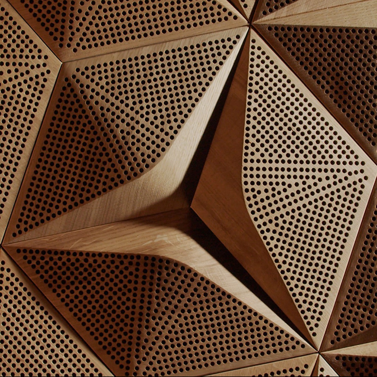 Panouri decorative fonoabsorbante din lemn de stejar Hexago CM-A