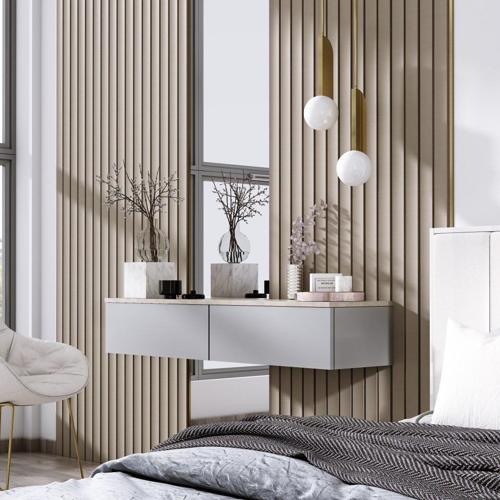 Panou Riflaj 3D Amber, Bej | XTDeco.ro
