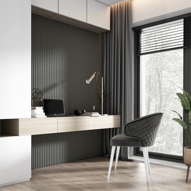 Panou riflat 3D Luna, Alb, 270x12 cm, Lamelio