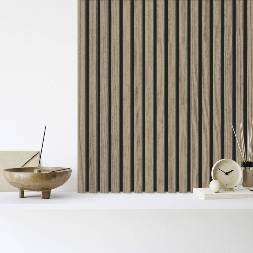 Panou riflaj MDF, Rustic Oak, fonoabsorbant, 270x28cm, Lamelio | XTDeco.ro