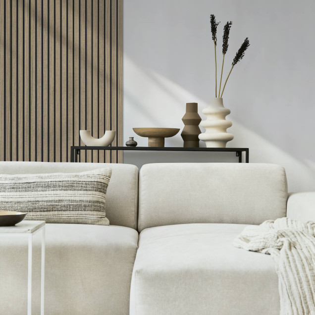 Panou riflaj MDF, Rustic Oak, fonoabsorbant, 270x28cm, Lamelio | XTDeco.ro