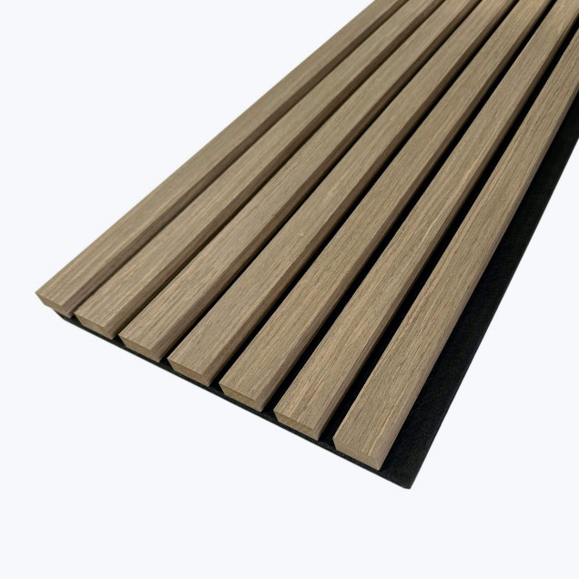 Panou riflaj MDF, Rustic Oak, fonoabsorbant, 270x28cm, Lamelio | XTDeco.ro