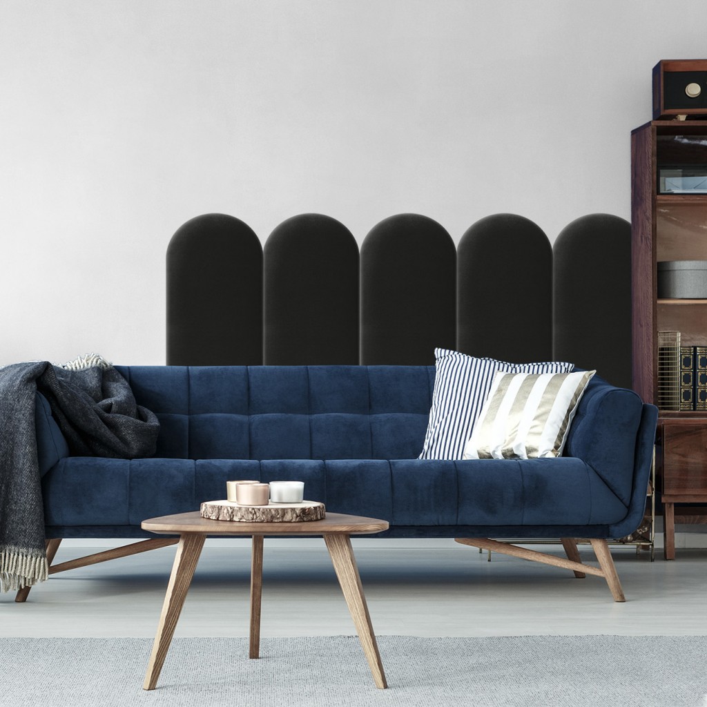 Panou tapițat catifelat, negru, 30 cm, Simply Wall Panels | XTDeco.ro