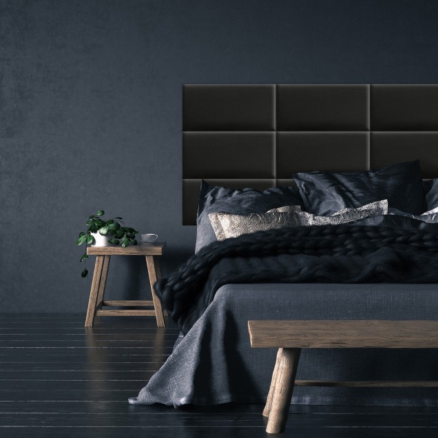 Panou tapițat catifelat, dreptunghiular, negru, Simply Wall Panels ...