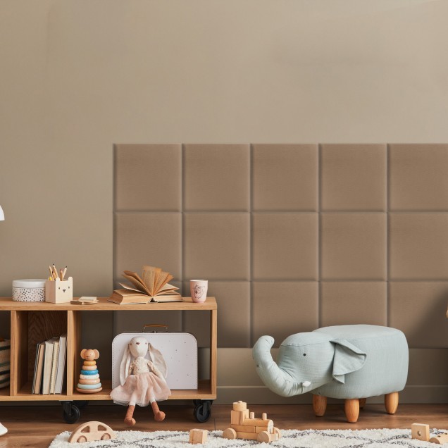 Panou tapițat catifelat, pătrat, bej, Simply Wall Panels