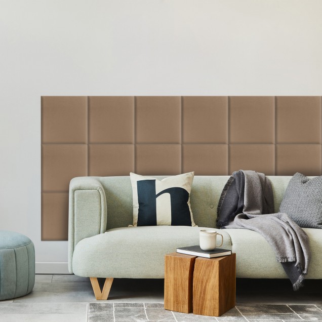 Panou tapițat catifelat, pătrat, bej, Simply Wall Panels