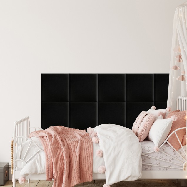 Panou tapițat catifelat, pătrat, negru, Simply Wall Panels