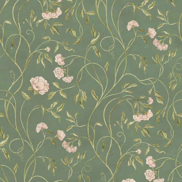 Tapet Peony Bloom Verde - Flori Delicatesă în Camera Ta | XTDeco.ro